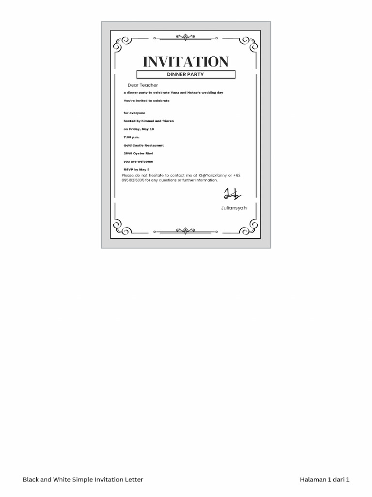 Black and White Simple Invitation Letter - 20250114 - 202033 - 0000 | PDF