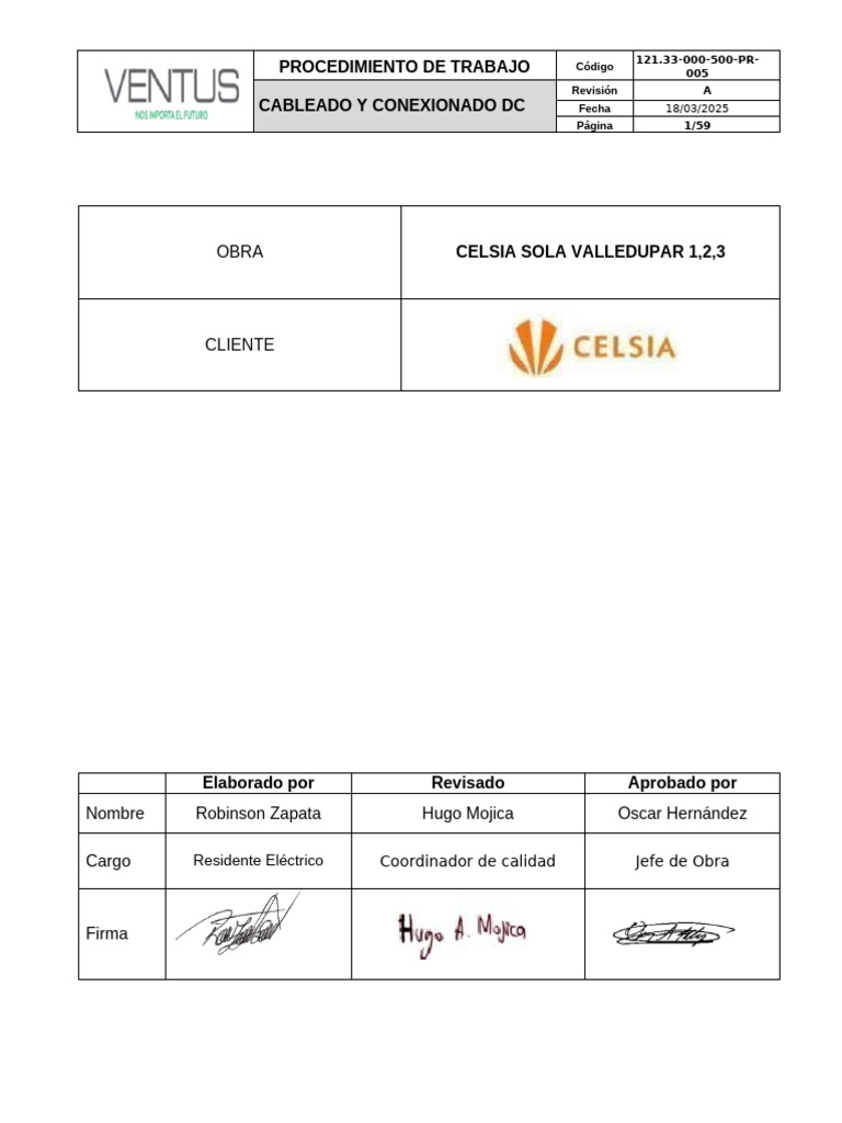 121.33-000-500-PR-005 - Cableado y Conexionado DC REVA | PDF | Panel ...