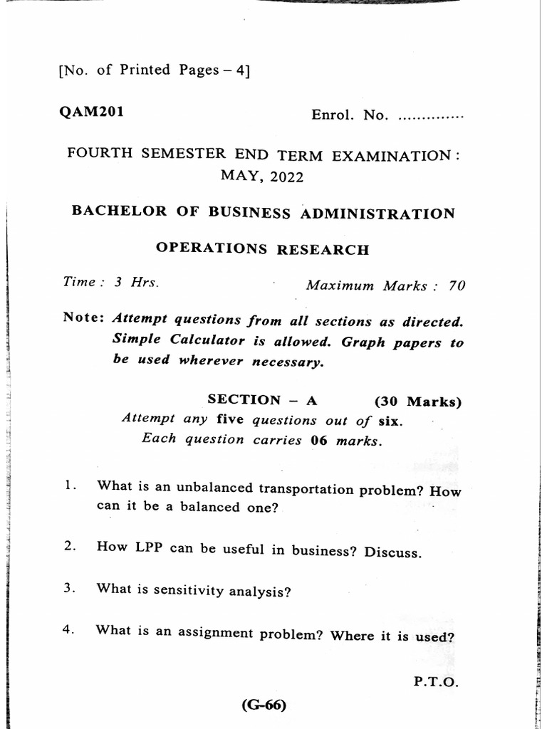 2018-2022 Operations Research Q Papers | PDF