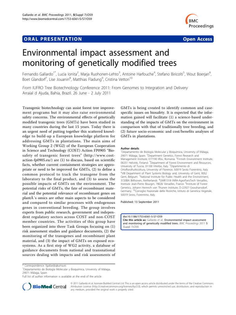 Environmental Impact Assessment and Moni | PDF | Genetically Modified ...