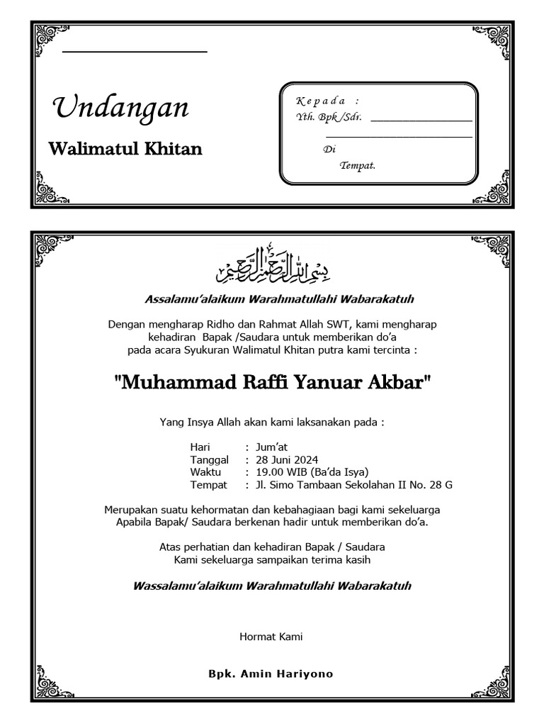 Undangan Khitan | PDF