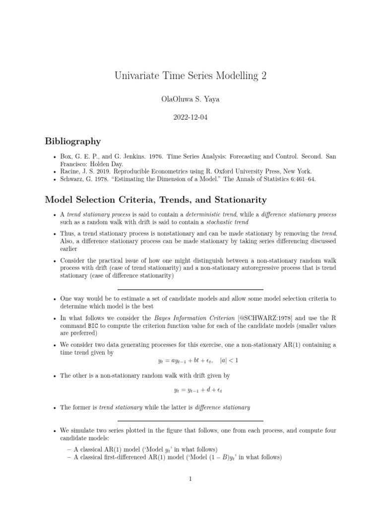 Univariate Time Series Modeling Techniques | PDF | Stationary Process ...