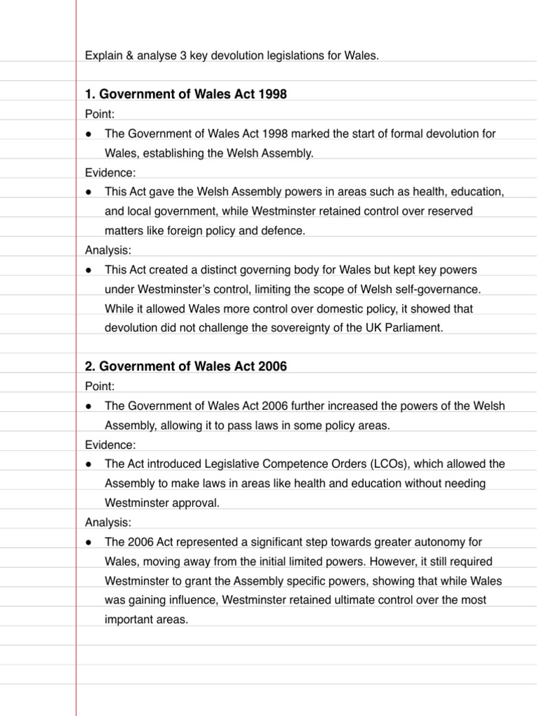 Welsh Devolution Legislation | PDF