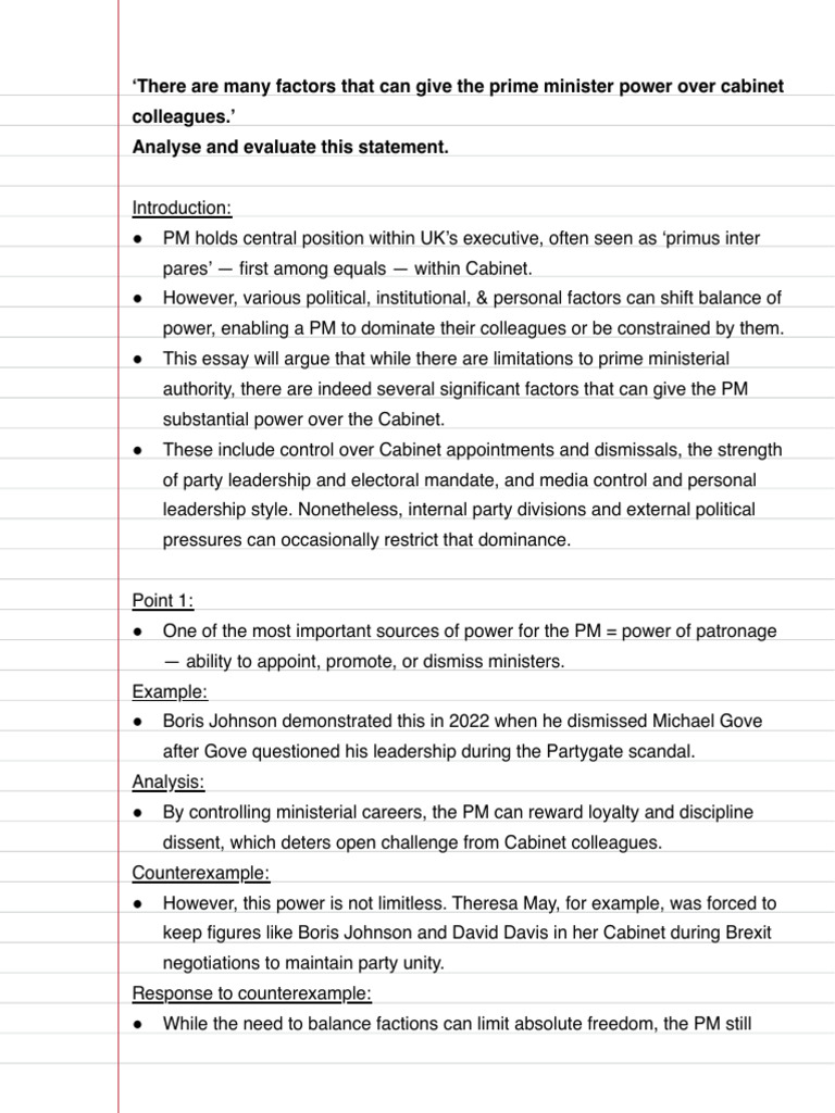 Power of Patronage in Prime Ministerial Authority | PDF | Brexit ...
