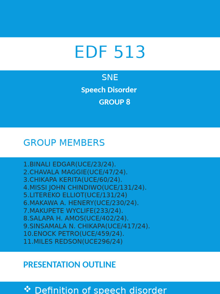 Sne - G8 - Uce2025 (Speechdisorder) | PDF | Speech | Behavioural Sciences
