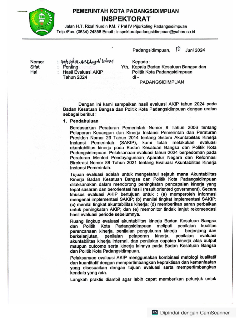 Hasil Evaluasi AKIP Tahun 2025 | PDF