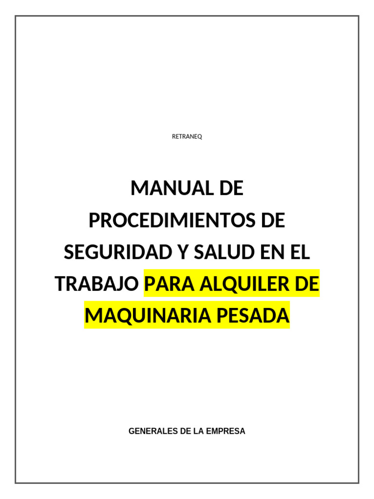 Manual Basico de Procedimientos de Seguridad y Salud en El Trabajo V5 - Sp_2023_V1 | PDF ...