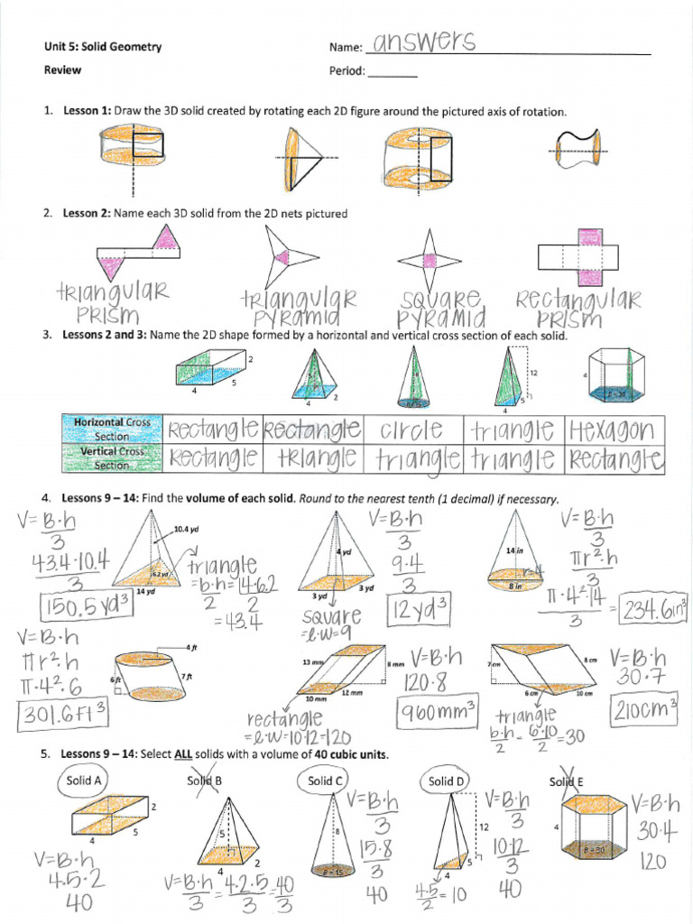 Unit 5 Review ANSWERS | PDF