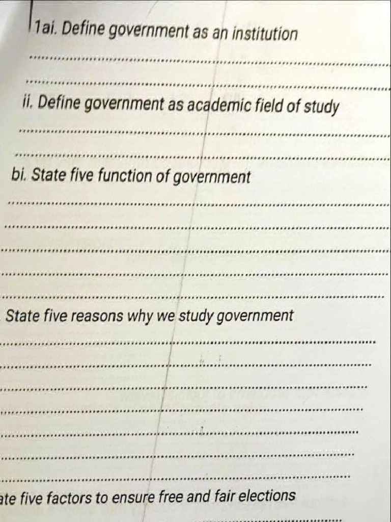 Wassce 2025 Government Examinable Questions | PDF