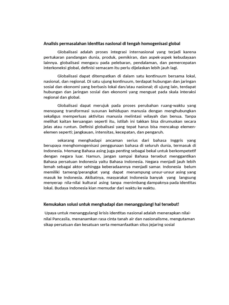 Identitas Nasional di Era Globalisasi | PDF