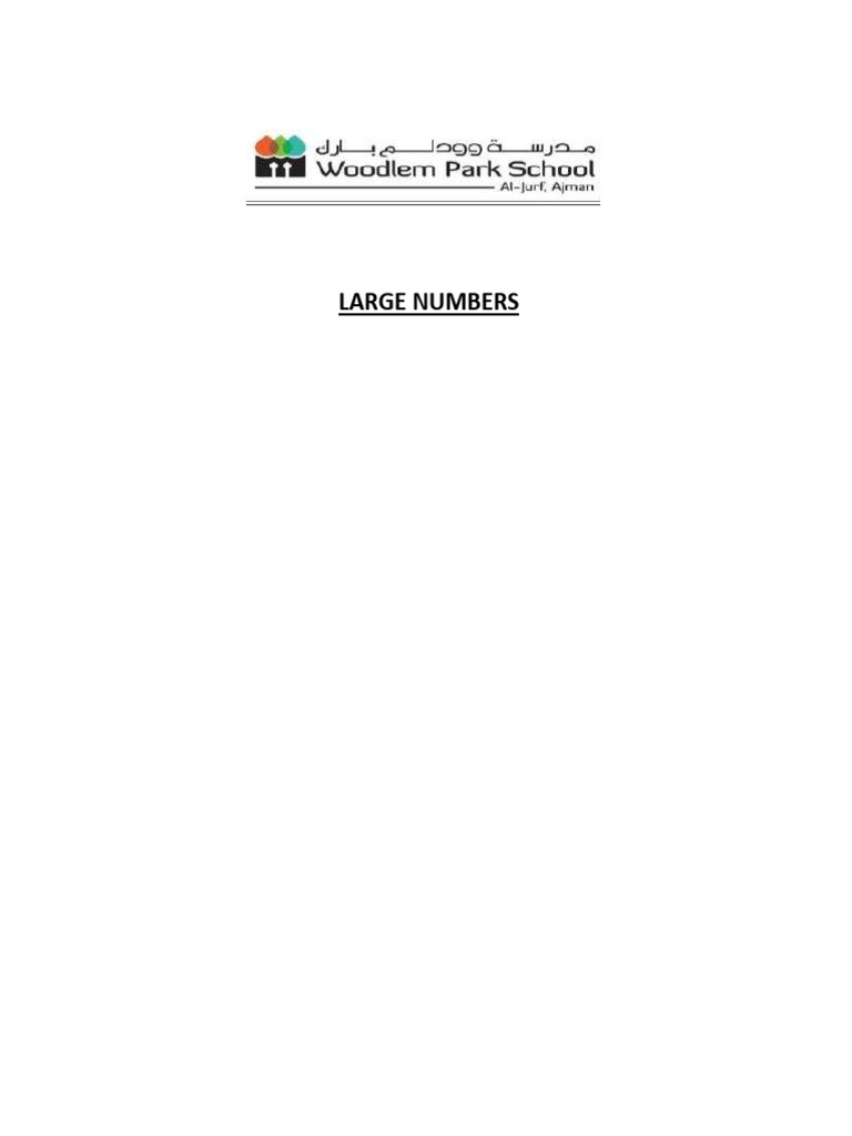 Grade 4 Large Numbers Worksheet | PDF