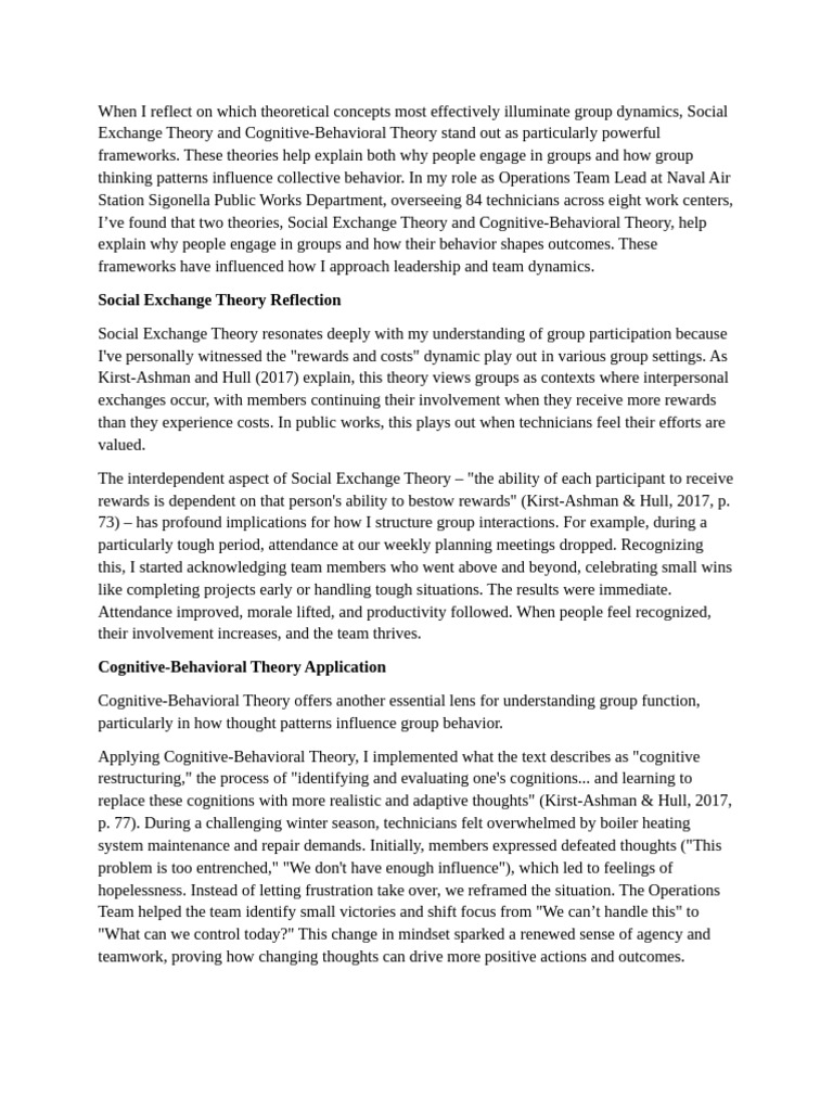 Essay - Groups and System Theory | PDF | Cognitive Behavioral Therapy | Thought