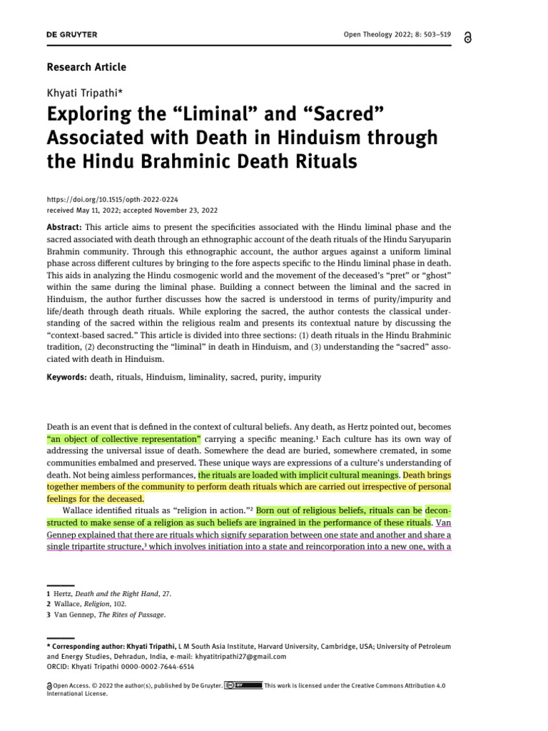 Exploring The "Liminal" and "Sacred" in Death | PDF | Rituals | Funeral