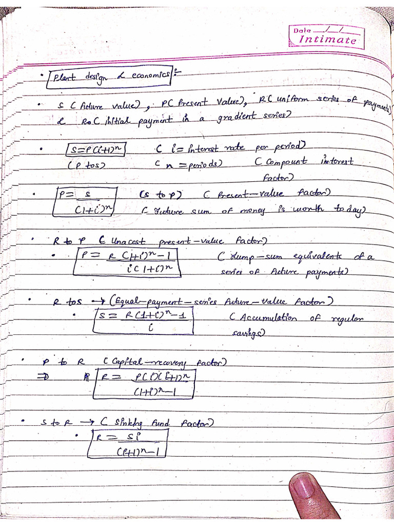 FORMULA SHEET - Design Economics | PDF