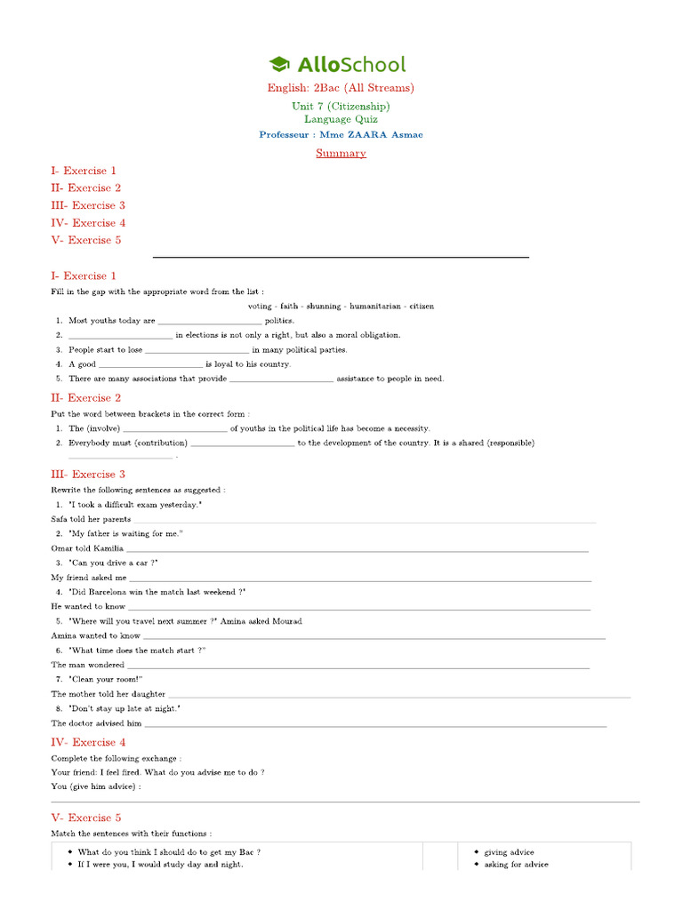 Language Quiz 7 22 | PDF