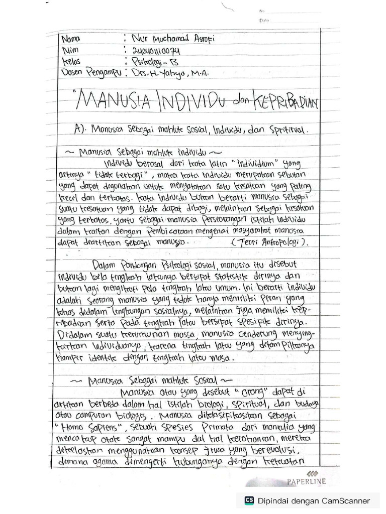 Manusia Individu & Kepribadian 24074 Nur Muchamad Asrofi Compressed | PDF