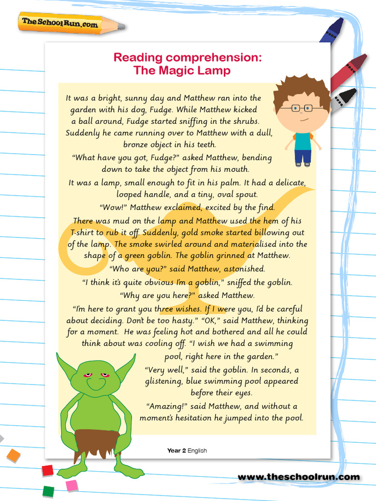Reading Comprehension The Magic Lamp 0 | PDF