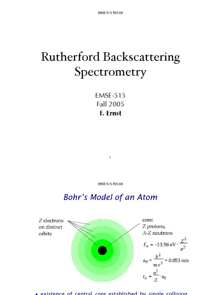 Rutherford Backscattering Spectrometry: EMSE-515 Fall 2005 | PDF ...