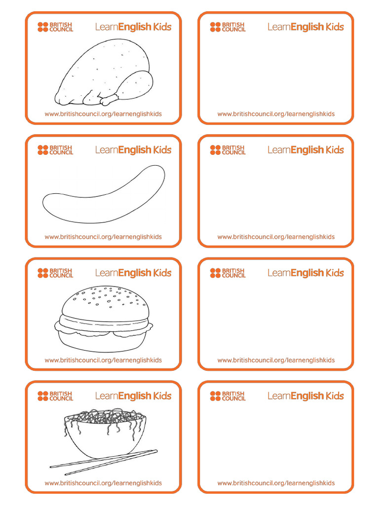 Flashcards Food Set 2 BW | PDF