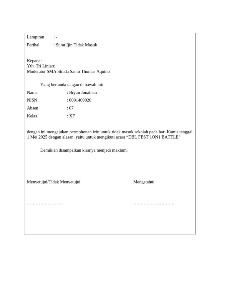 Surat Permohonan Ijin | PDF