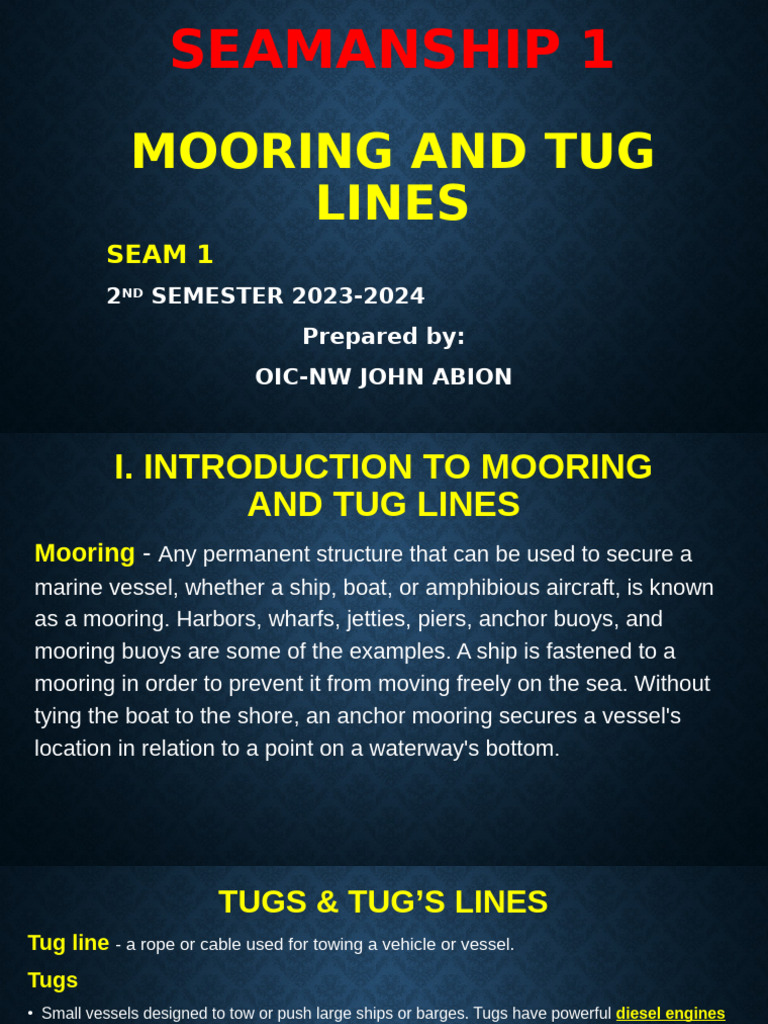 Mooring and Tug Lines | PDF | Tugboat | Rope