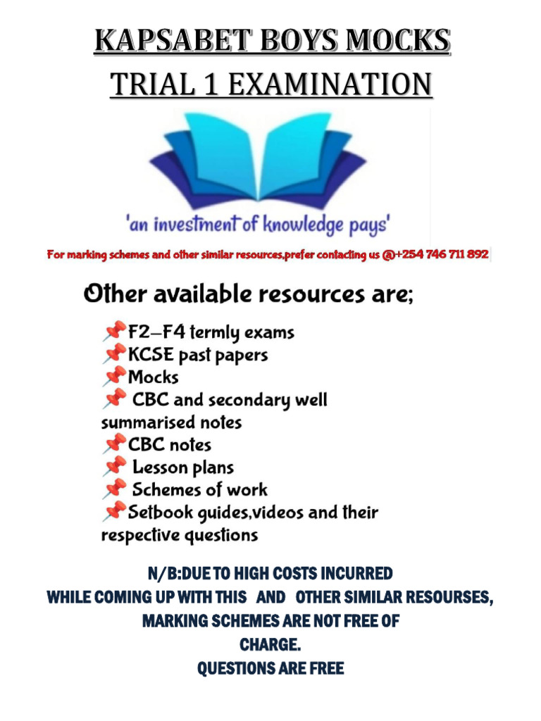 Kapsabet Boys 2025 Mocks Trial 1 | PDF | Jesus | Plant Nursery