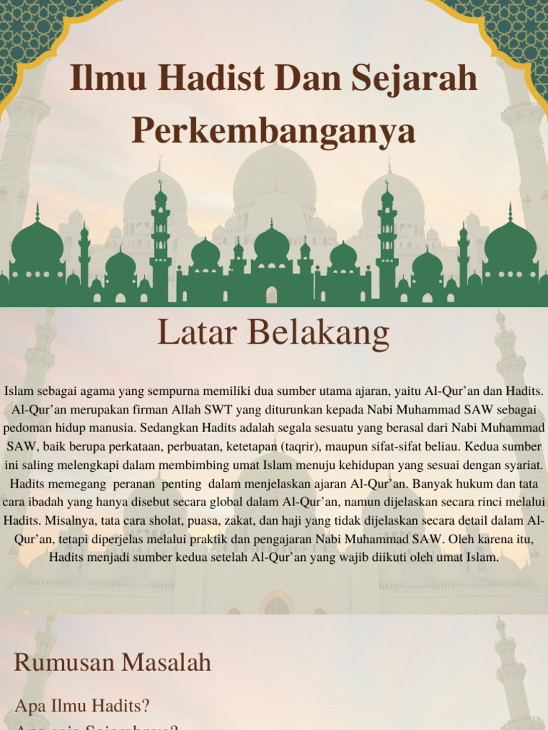 Grup 4 Ilmu Hadits Dan Sejarah Perkembangannya (PPT) | PDF