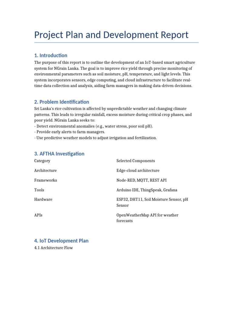 IoT Project Plan and Development Report | PDF | Internet Of Things ...