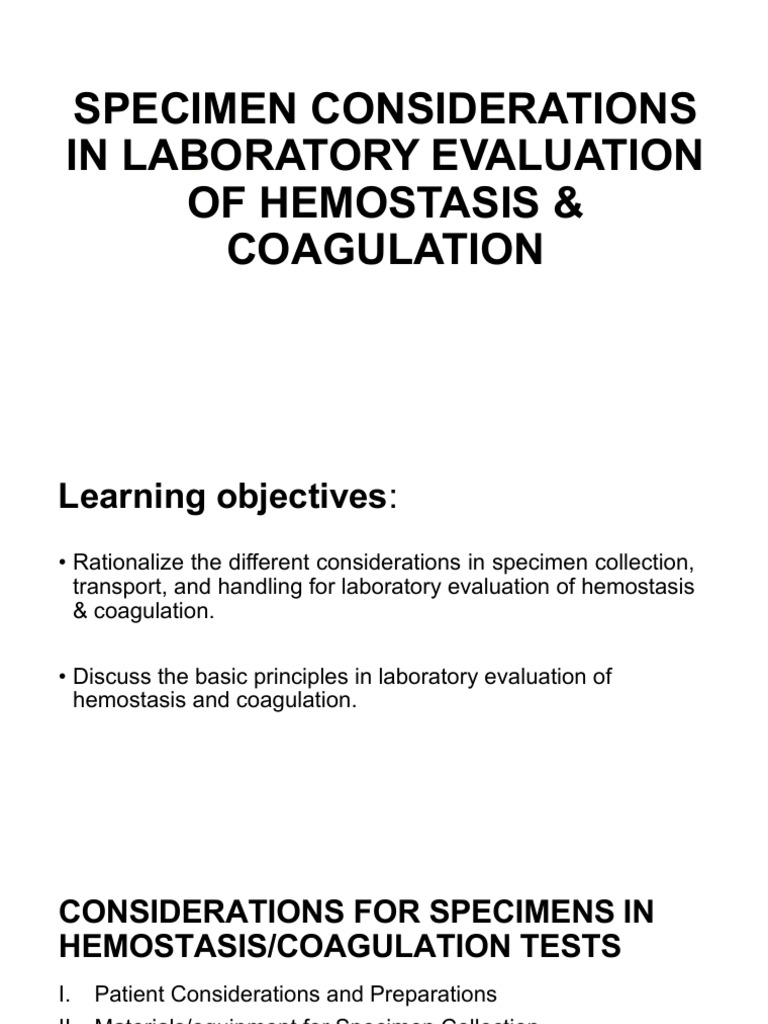 07 - HEMA 2 - Intro To Lab Eval of Hemostasis - Coag | PDF | Coagulation | Platelet