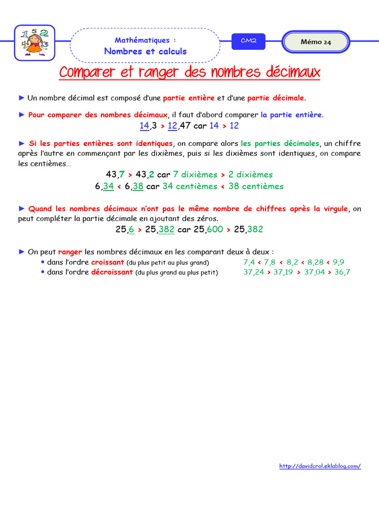 Comparer et ranger les décimaux | PDF