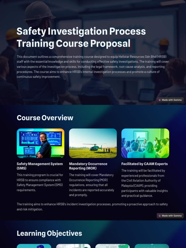 Safety Investigation Process Training Course Proposal | PDF | Safety | Knowledge