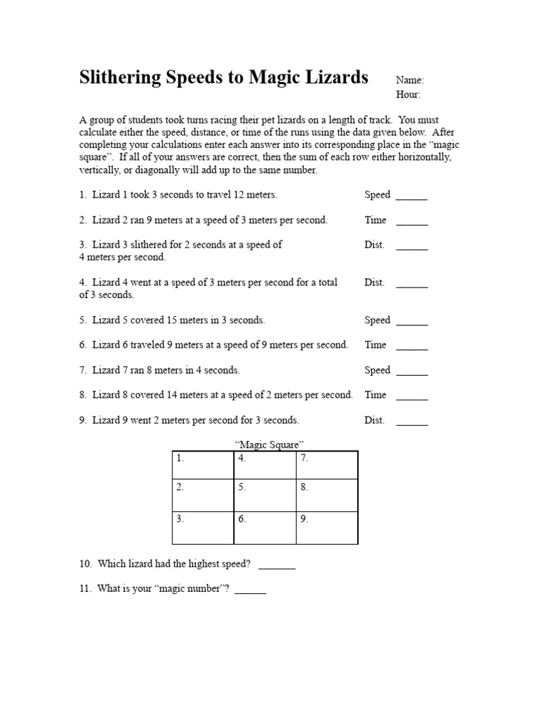 Slithering Speeds To Magic Lizards | PDF
