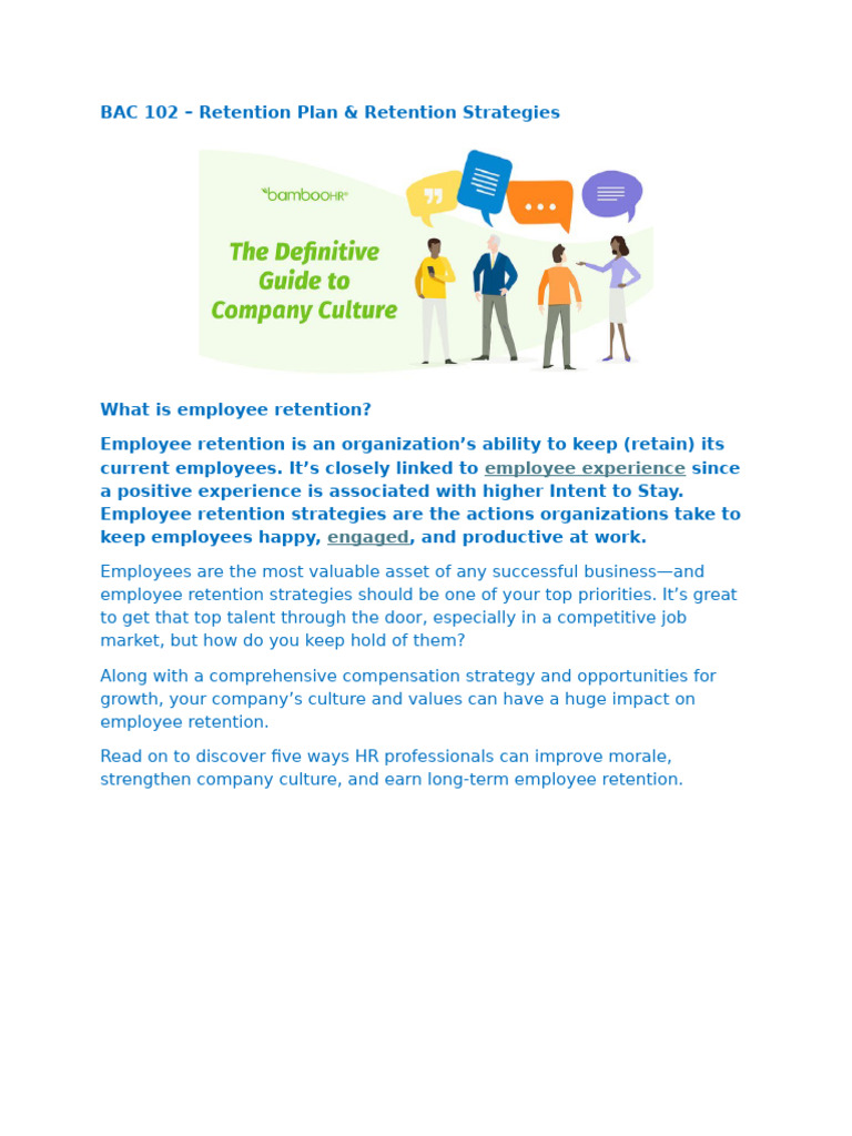 Module 3 Retention Plan Retention Strategies | PDF | Employee Retention ...