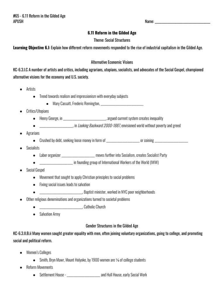 6.11 Reform in The Gilded Age | PDF | Socialism | Economic Inequality