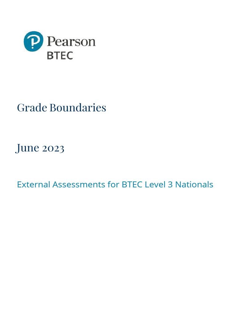 BTEC Level 3 Grade Boundaries June 2023 | PDF