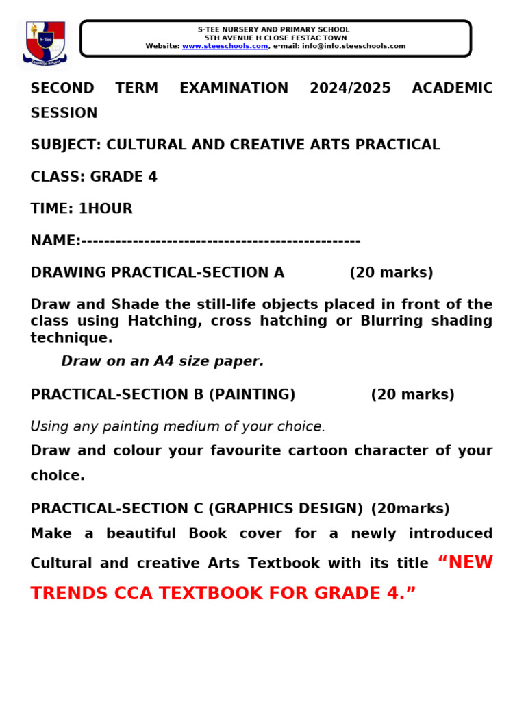 Grade 4 Second Term Exam 2024/2025 | PDF