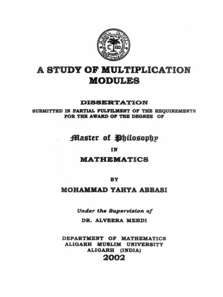 2002_A Study of Multiplication Modules_Abbasi (DISERTASI) | PDF | Module (Mathematics) | Ring ...