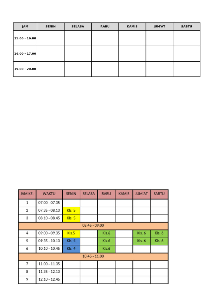 Jadwal Les Edit | PDF