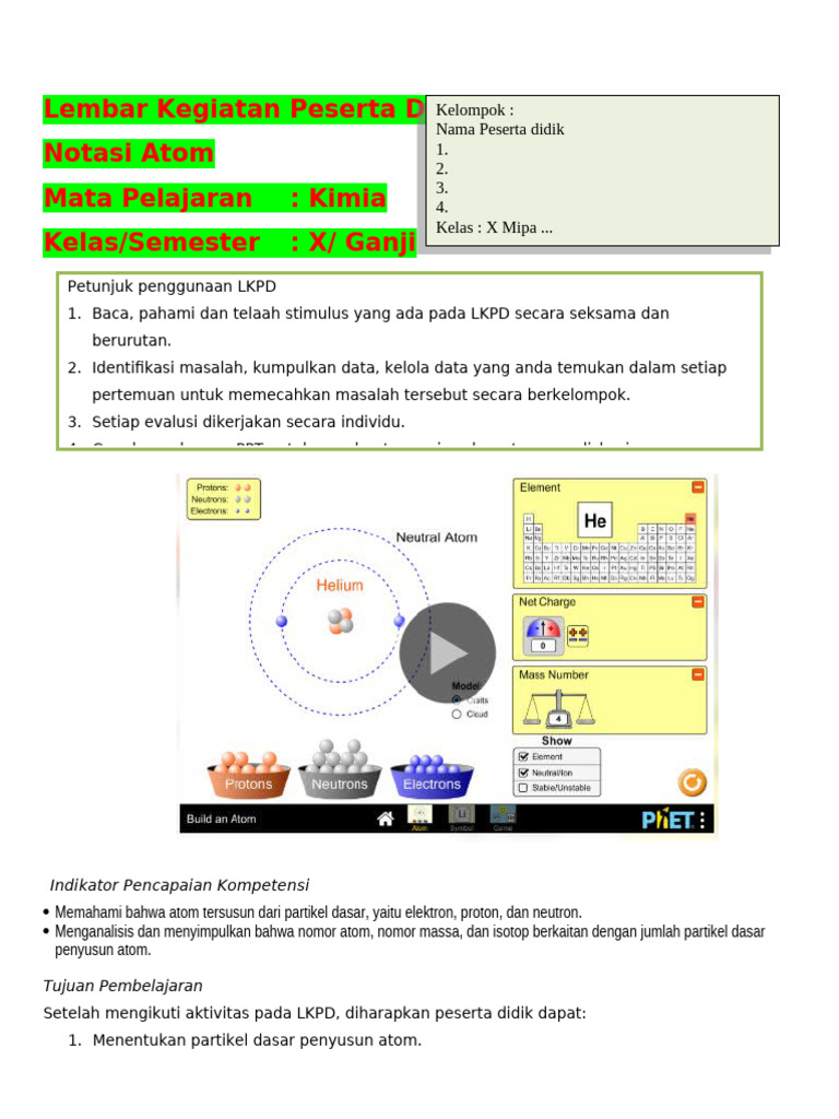 LKPD Struktur Atom | PDF