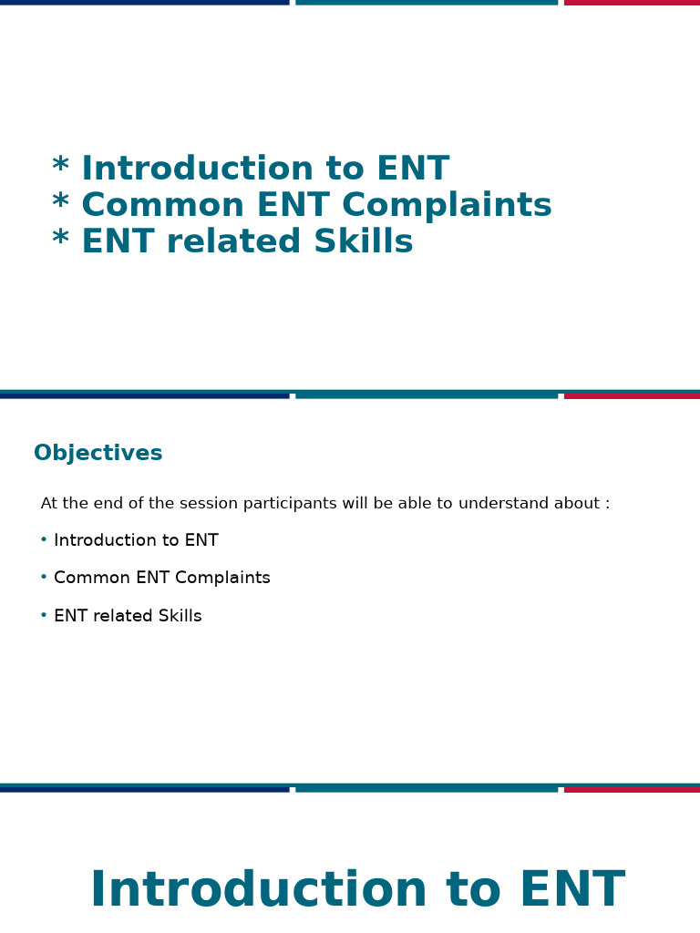 Session 1.3. Intro To ENT, EnT Complaints and Skills | PDF | Human Nose ...