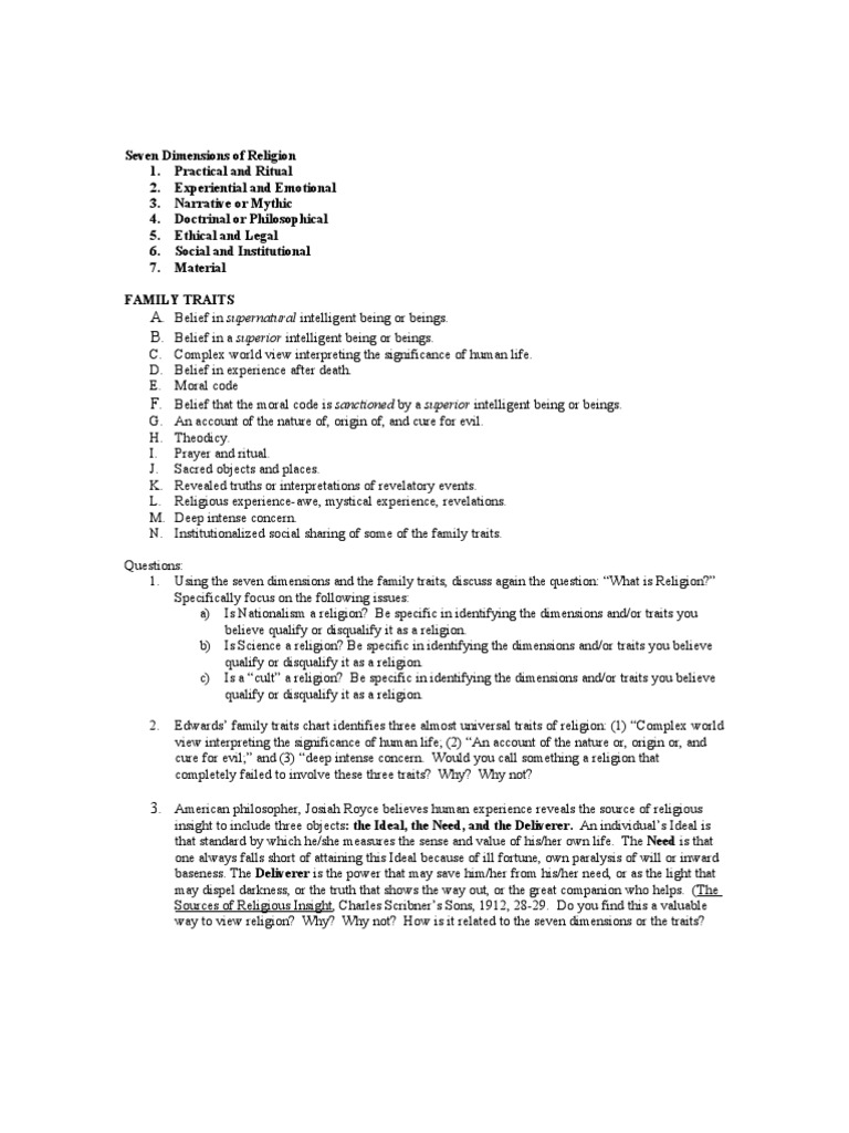 Seven Dimensions of Religion | PDF