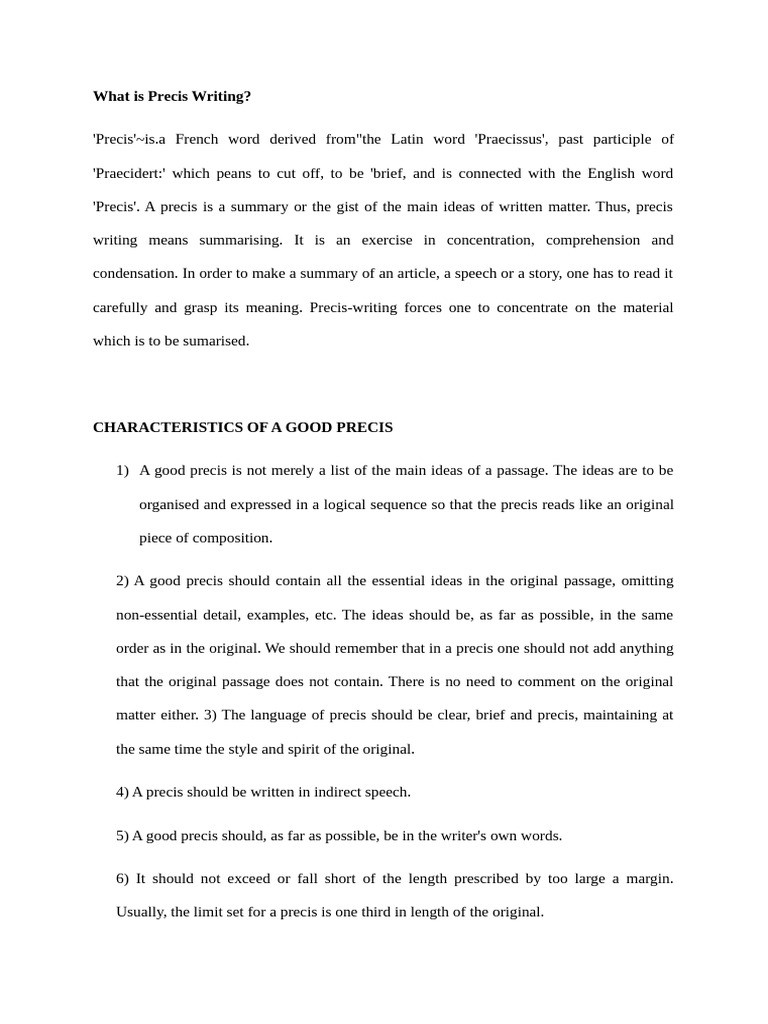 What Is Precis Writing | PDF | Language Mechanics | Syntax