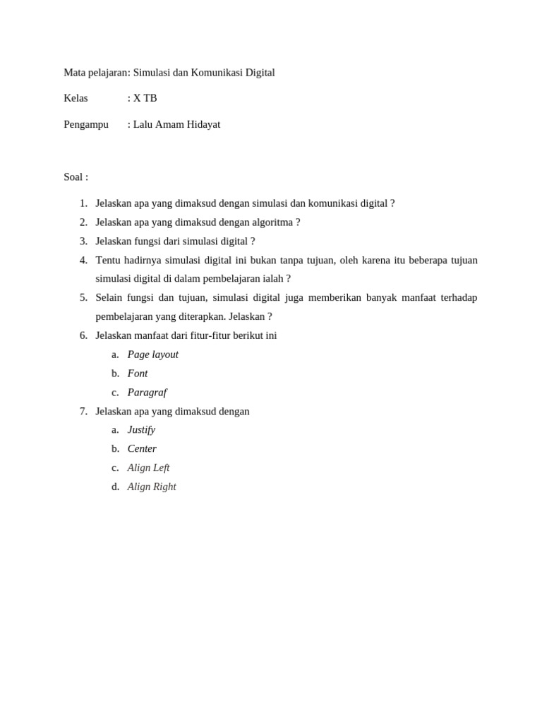 Simulasi Dan Komunikasi Digital | PDF