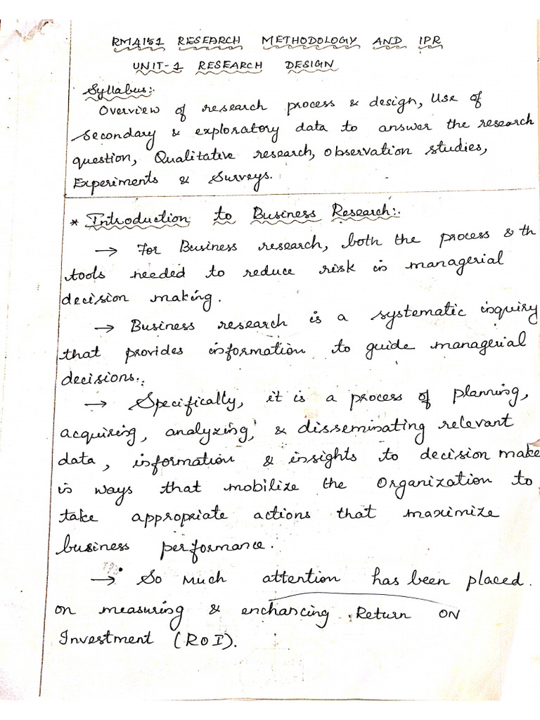 RM and IPR Unit 1 | PDF