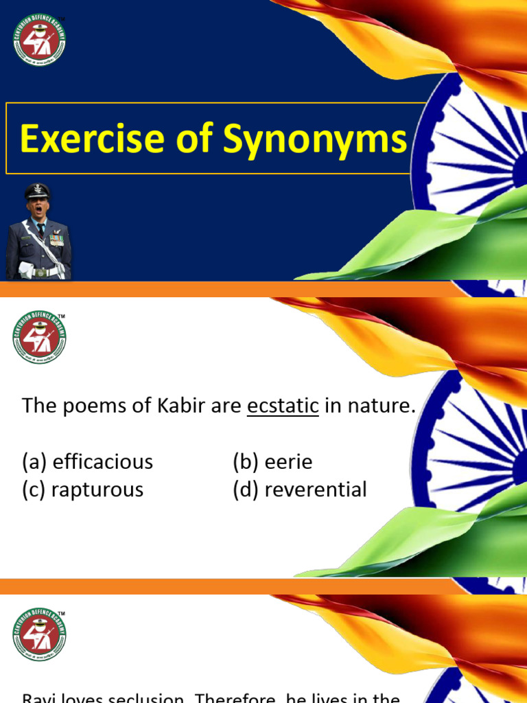 English Class Notes-Synonyms Exercise-1 | PDF