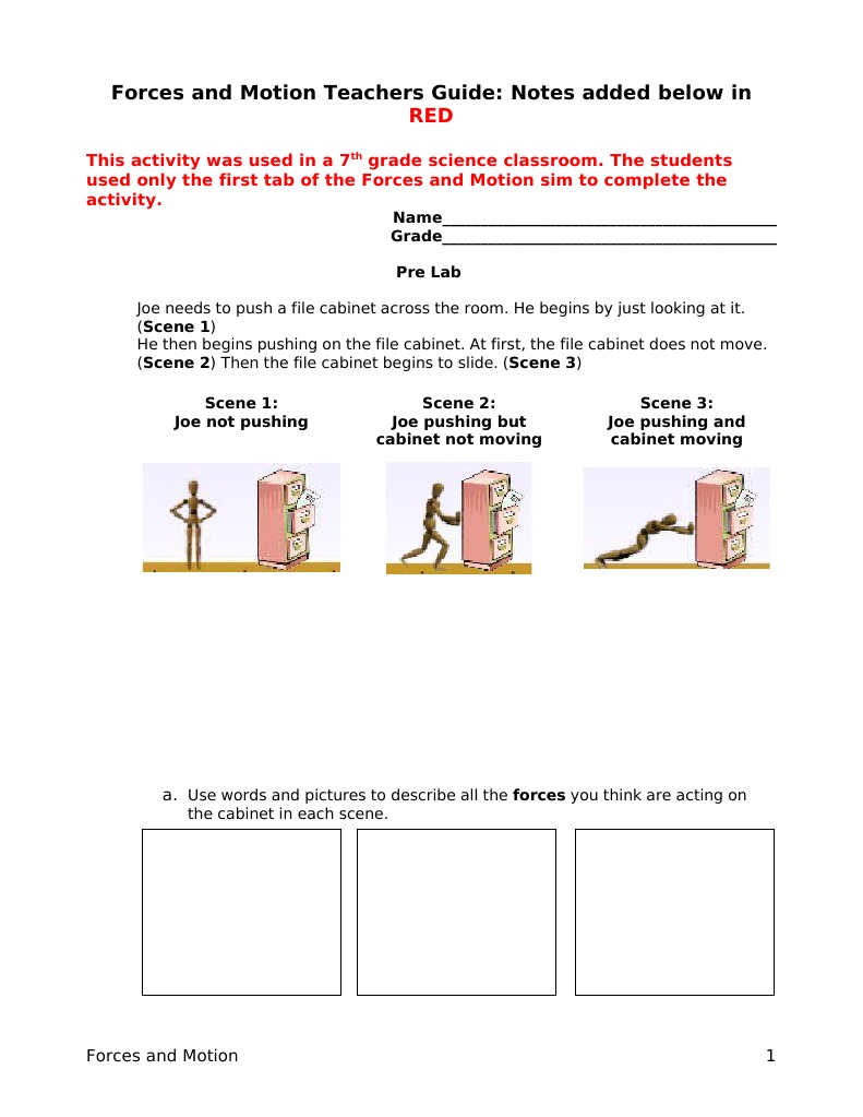 Forces and Motion 1D With Teacher Comments | PDF | Friction | Force