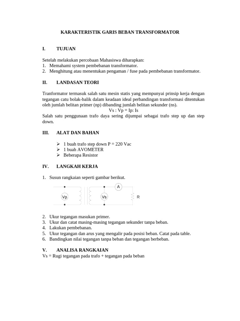 Karakteristik Garis Beban Transformator | PDF