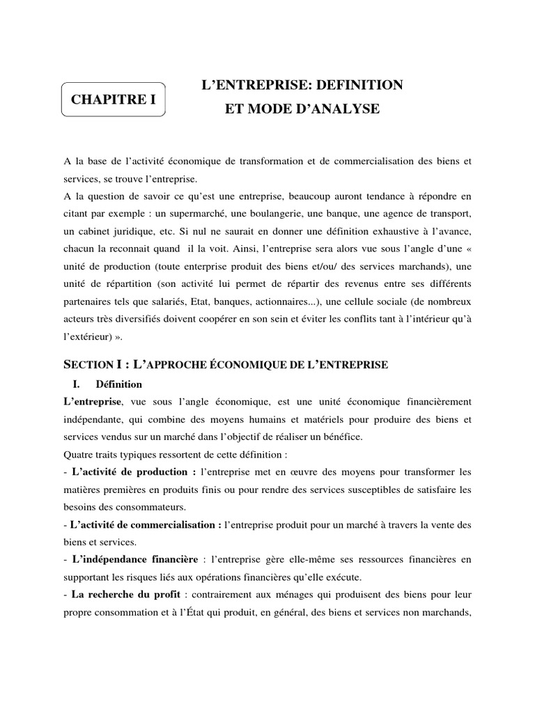 Définition et fonctions de l'entreprise | PDF | Business | Capital ...