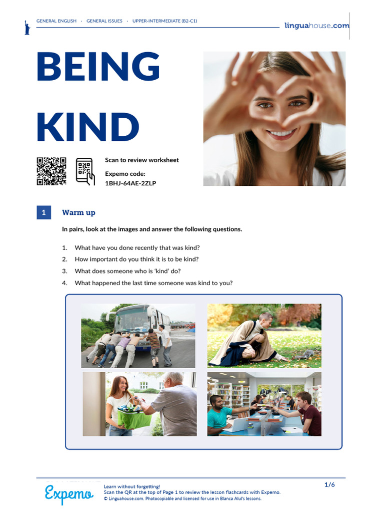 Upper-Intermediate English: Kindness Activities | PDF