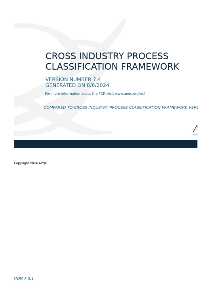 APQC Process Classification Framework 7.4 | PDF | Internal Control ...